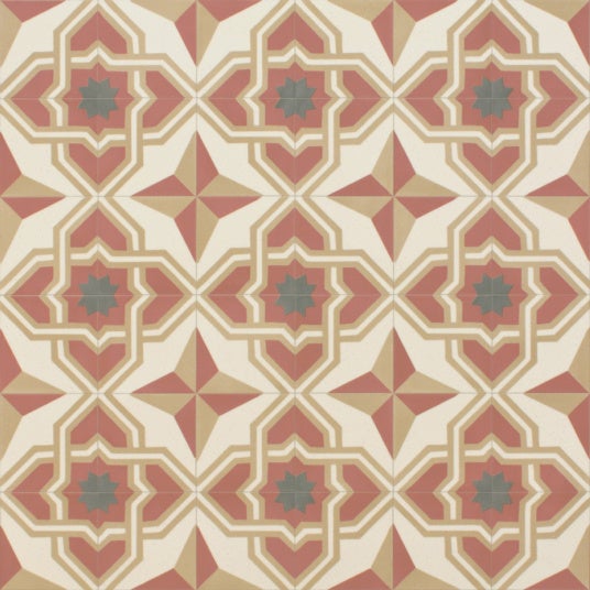 Sol Vinyle Kitchen - Carreaux de ciment seventies - Beige et terracotta ...