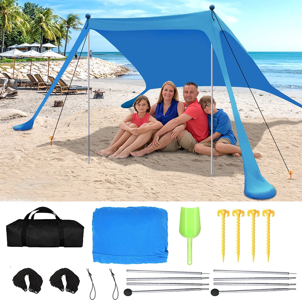 Auvent de tente de plage, UPF50+ Pop Up Beach Sun Shade, installation ...