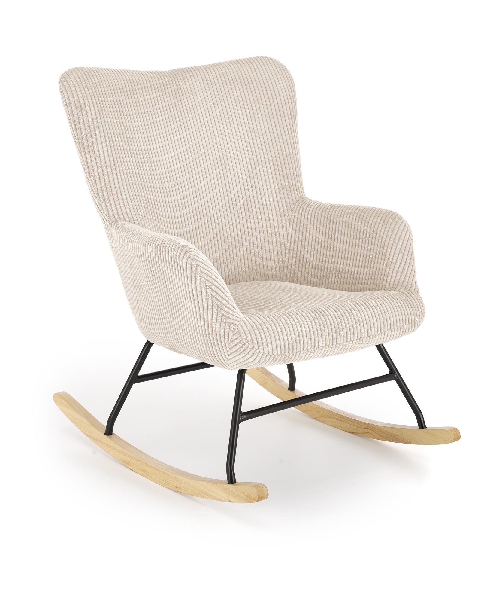 Rocking-Chair confort en velours côtelé beige avec accoudoirs Primrose ...