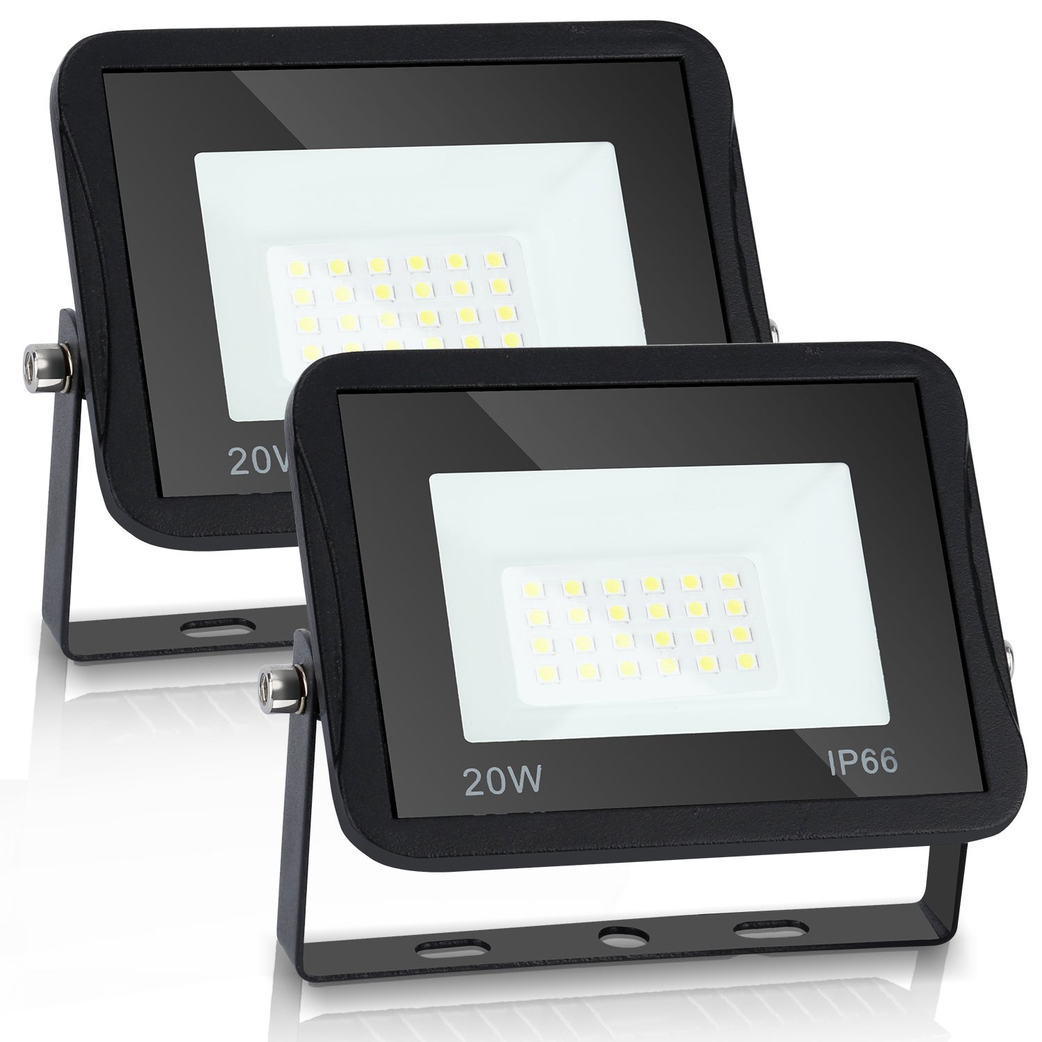 2x 20W Proline Proyector LED Blanco cálido IP65 Radiador de alto brillo ...