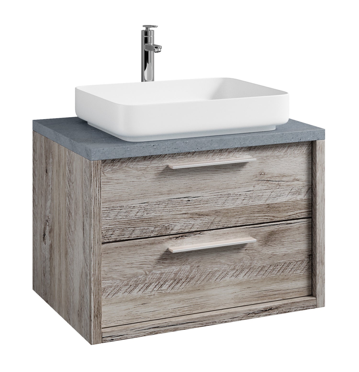 Meuble de salle de bain Indiana 70 cm - Chene avec gris - Meuble ...