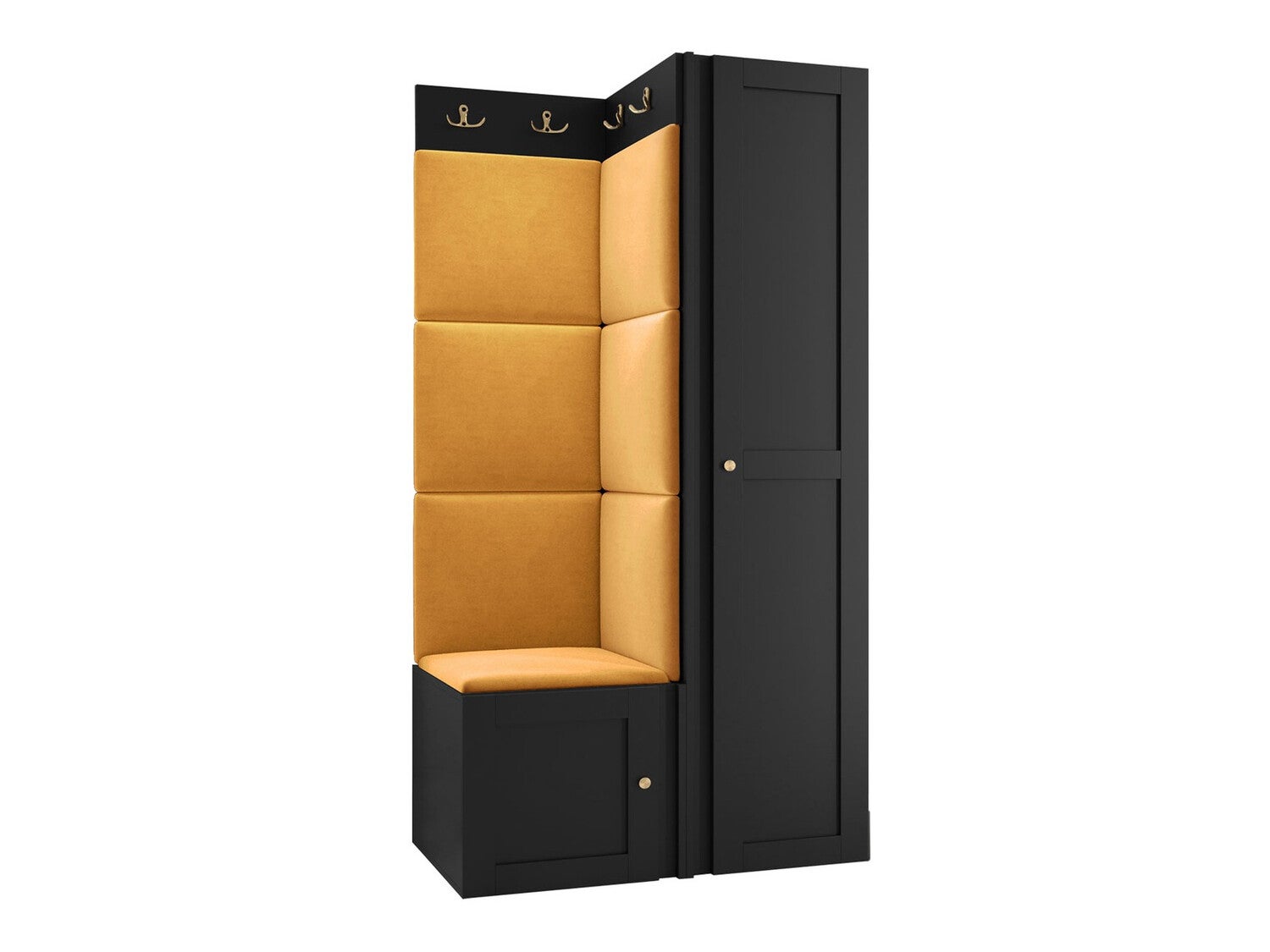 Conjunto de recibidor Hartford 381, 186x82x46cm, Amarillo, Negro ... Conjunto de recibidor Hartford 381, 186x82x46cm, Amarillo, Negro ...