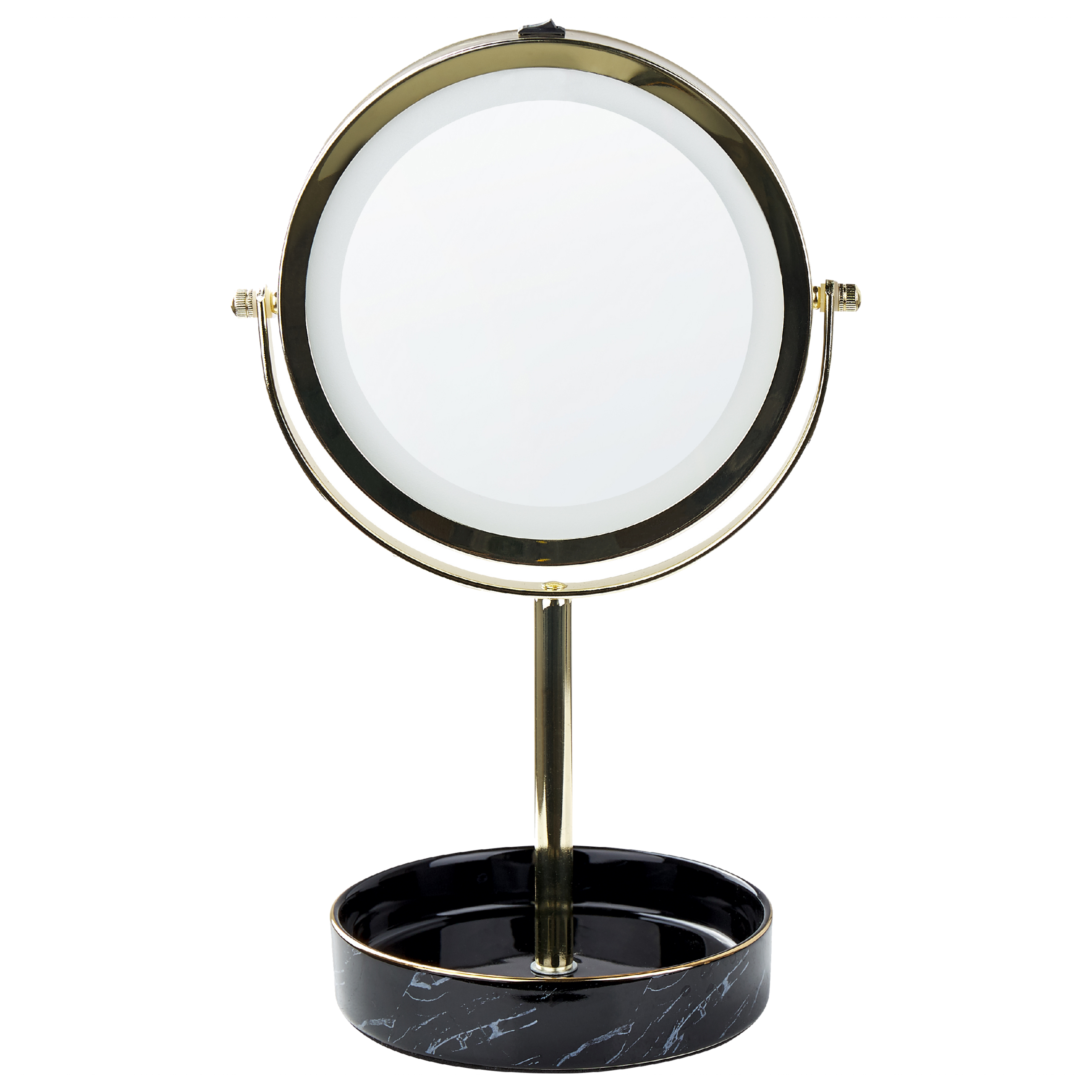 Specchio da tavolo LED oro e nero ø 26 cm SAVOIE | Leroy Merlin