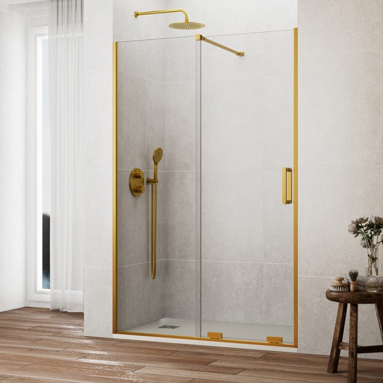 Paroi de douche KEPPA GOLD fixe + coulissant 145-150 cm | Leroy Merlin
