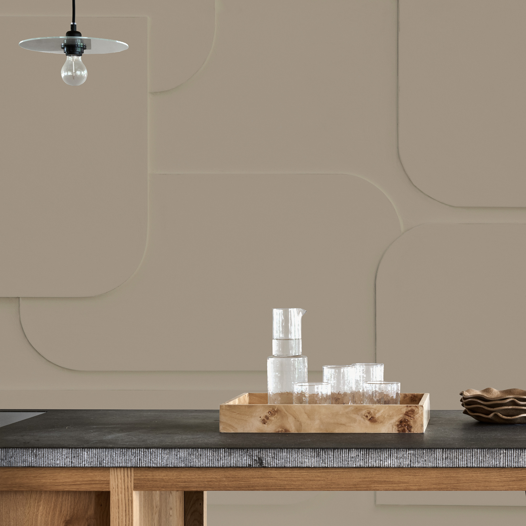 Carta da parati panoramica soft 3D warm grey 300 x 280cm | Leroy Merlin