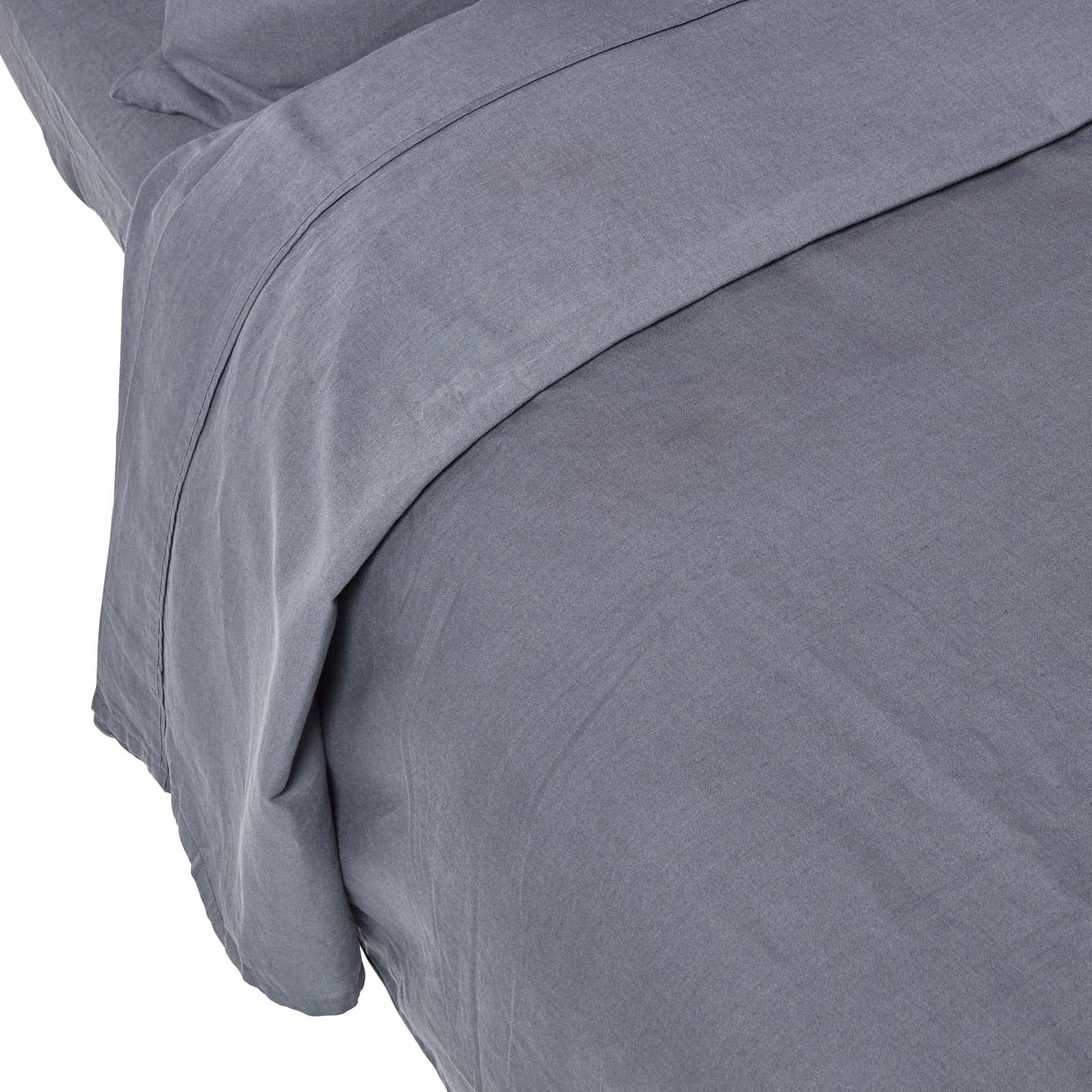 Homescapes Drap plat en lin lavé Gris - 270 x 300 cm | Leroy Merlin
