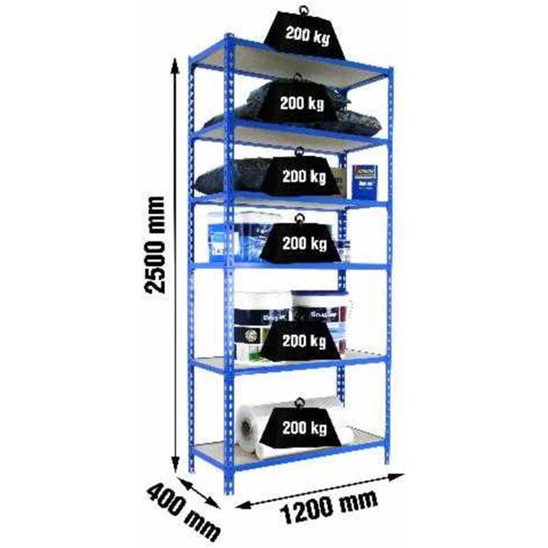 Etagère métal Simon Rack, 6 étagères réglables en bois, 2500x1200x400 ...