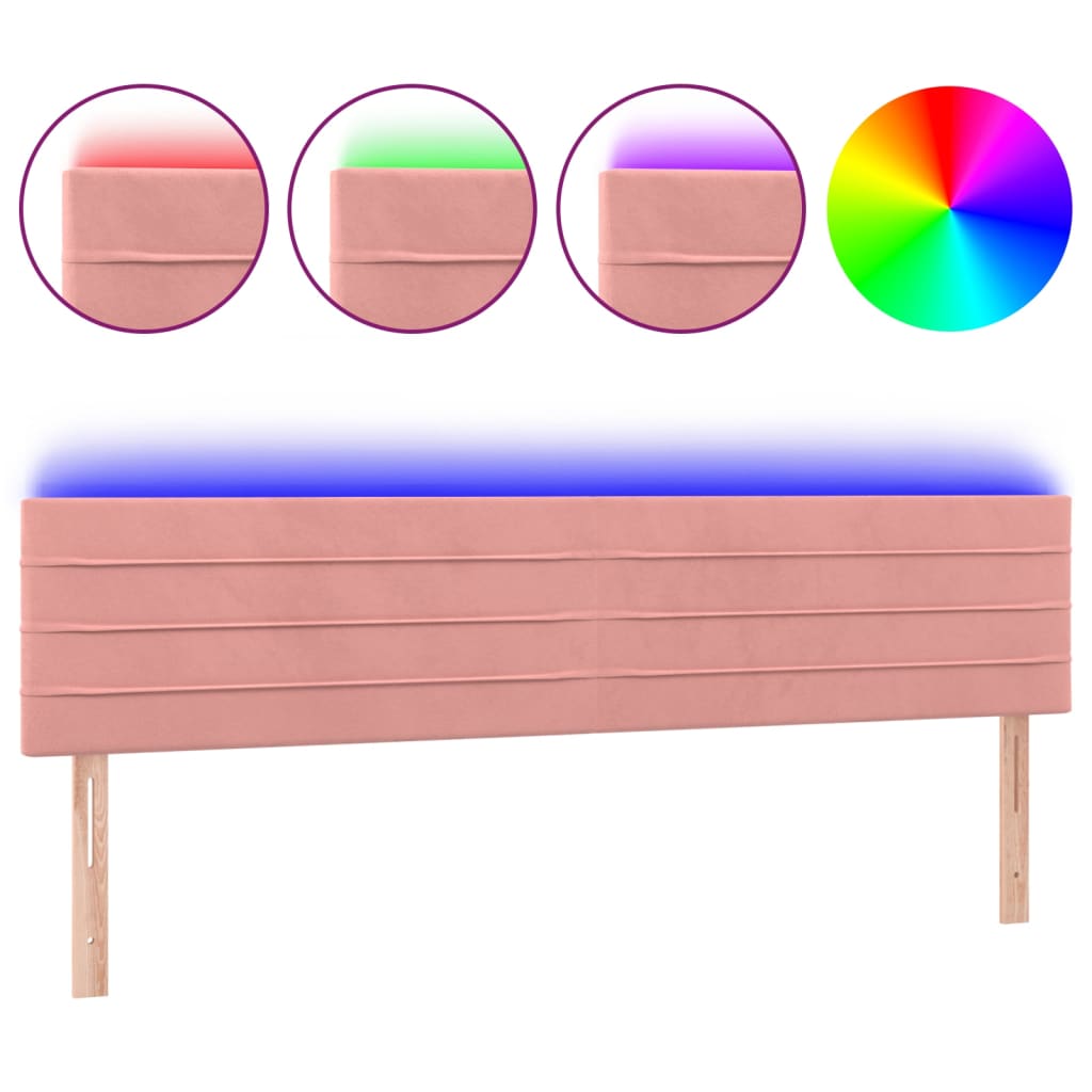 Tête de lit LED en velours rose 160x5x78/88 cm - COMFORTXL | Leroy Merlin