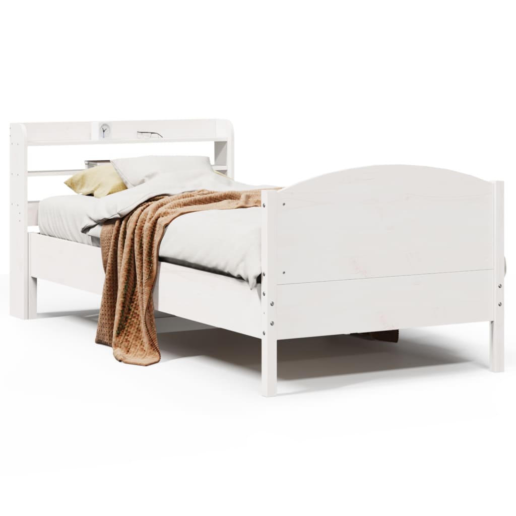 Lit Adulte | Lit simple | Cadre de lit sans matelas blanc 90x190 cm ...