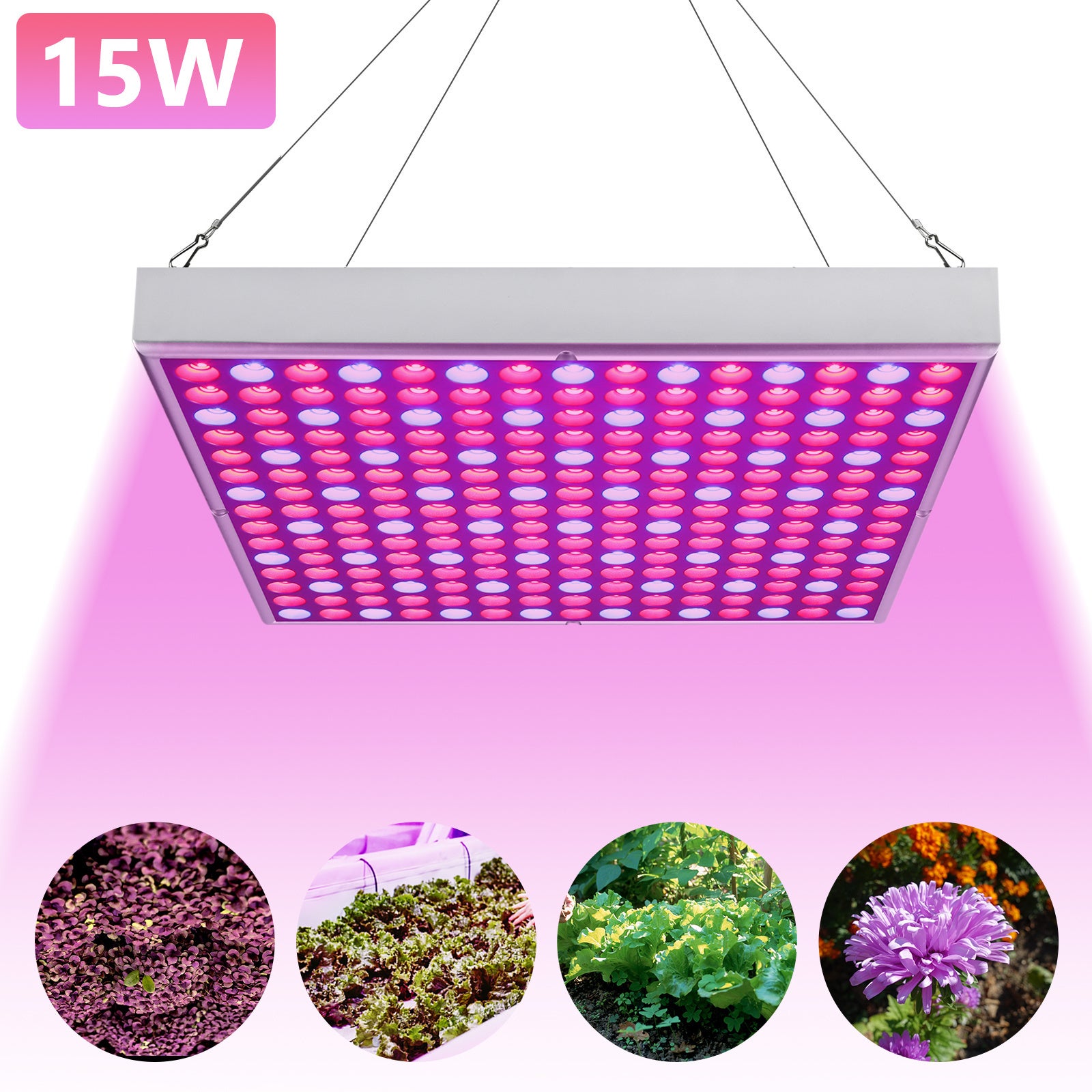 Lampe LED 15W pour serre et jardin, 225 LEDs rouge bleu plein spectre ...