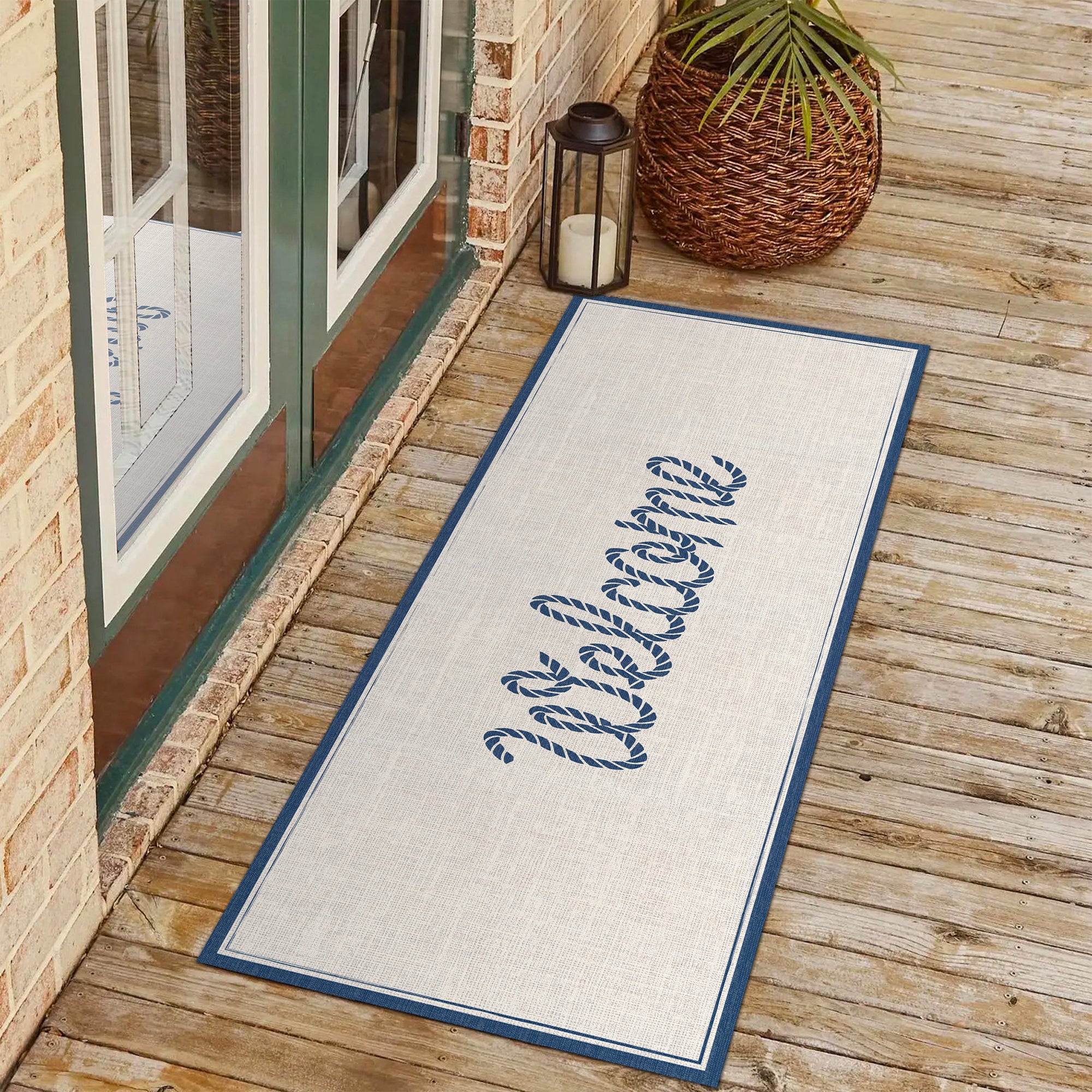 Tapis/ "Motif Welcome" / 61x122 cm - RUNNER/ Créé et fabriqué en France ...