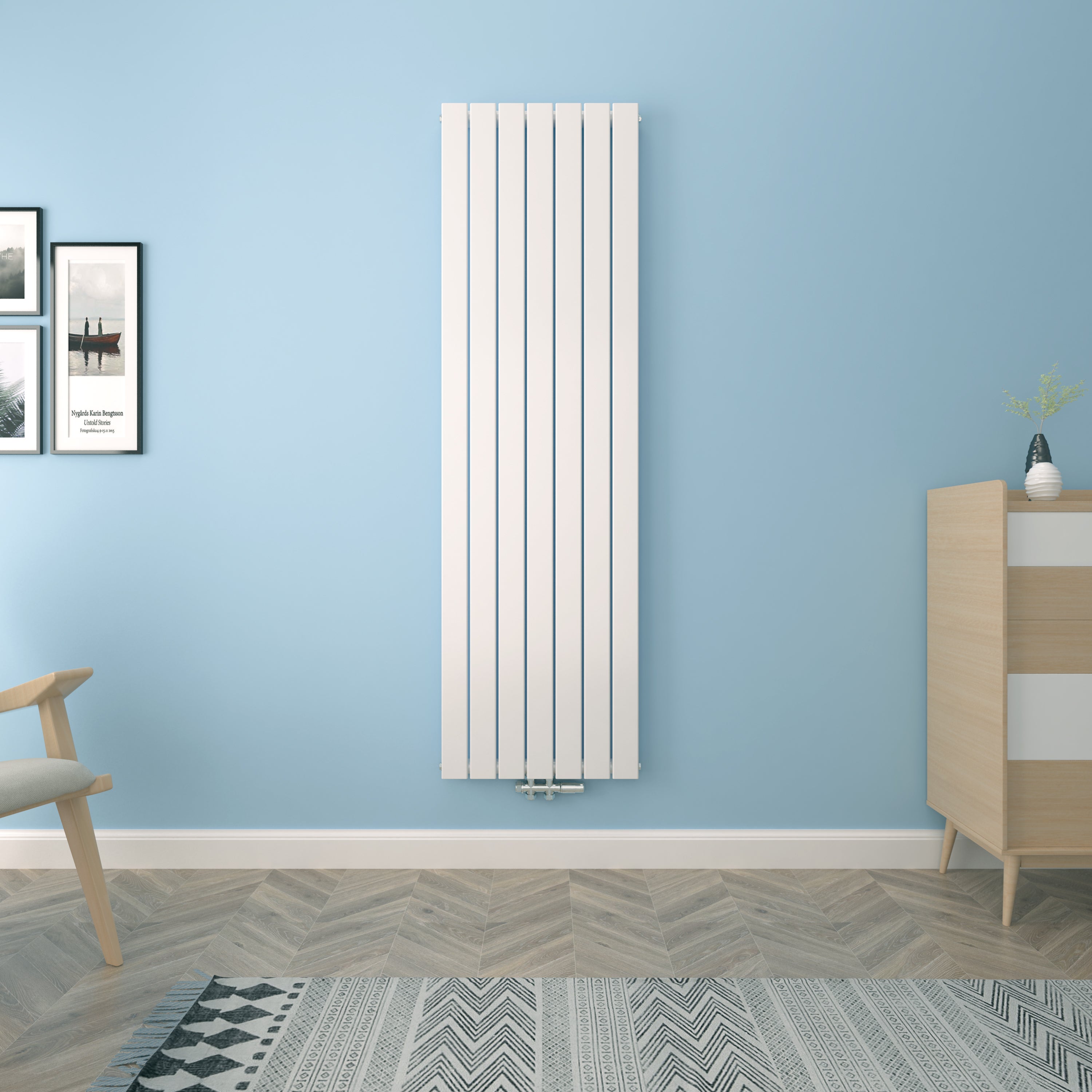Radiateur eau chaude vertical blanc acier classique basse témperature ...