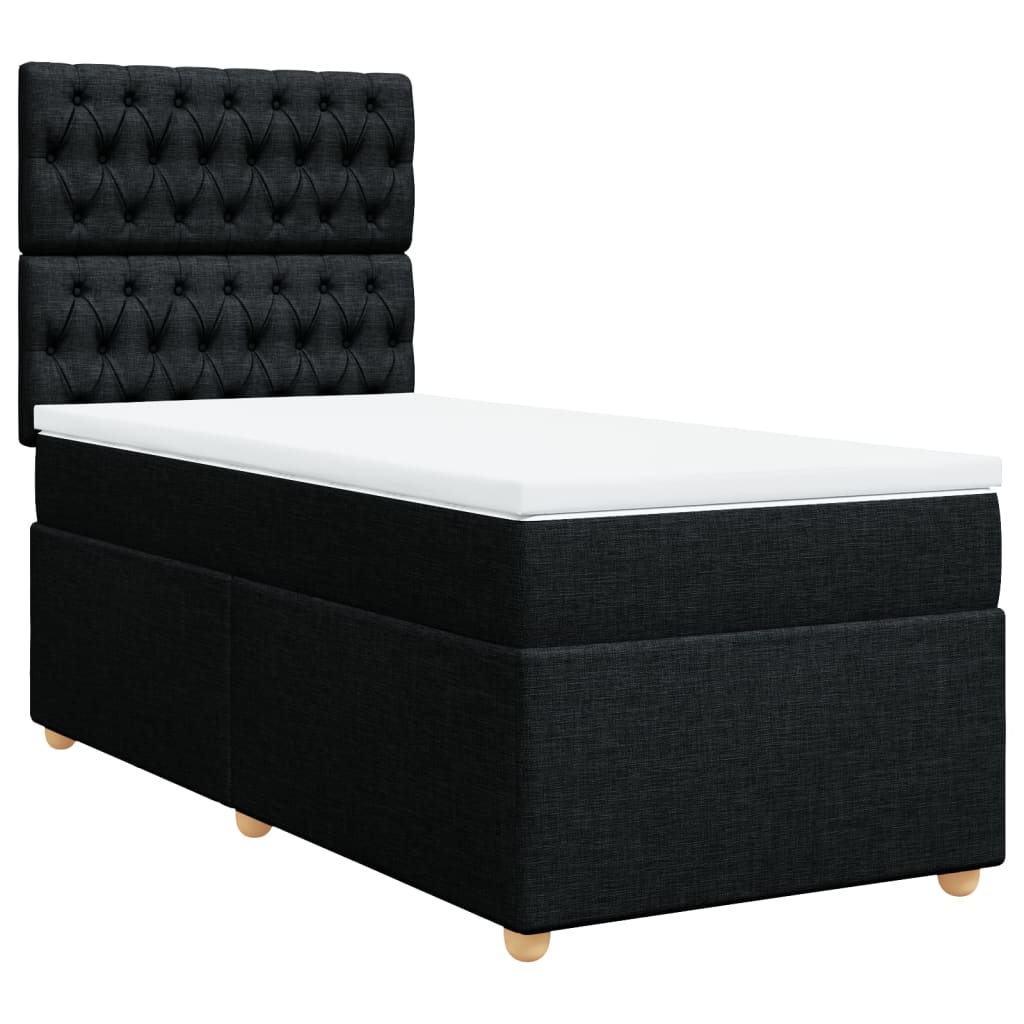 Cama box spring con colchón tela negro 90x190 cm | Leroy Merlin