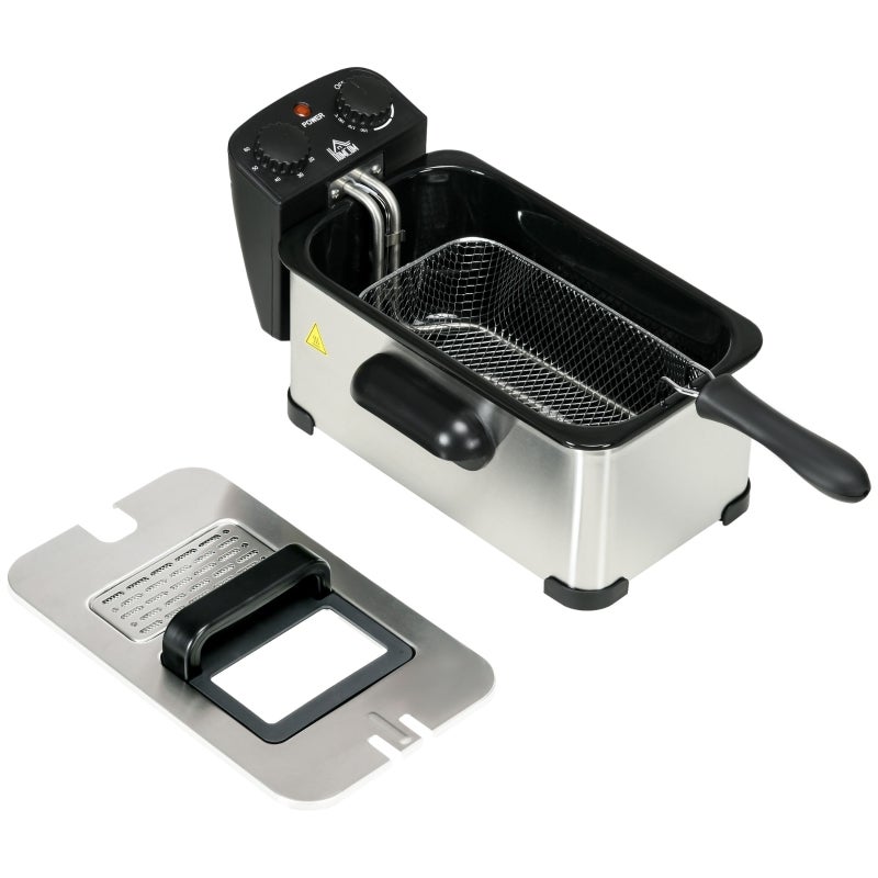 Friteuse 3L avec thermostat réglable, bac à huile amovible, couvercle ...