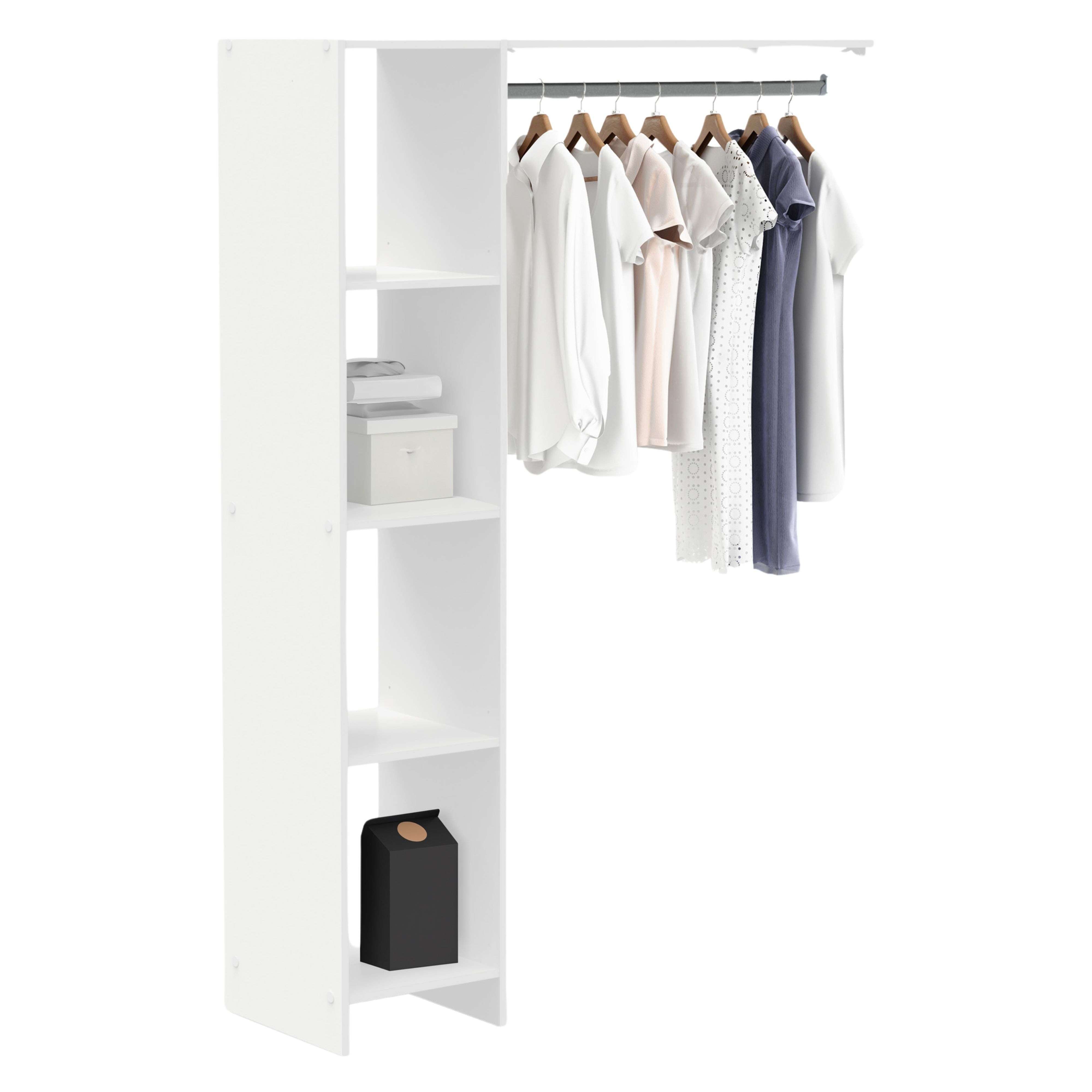 Dressing mural Barbara pour chambre à coucher avec 4 étagères et barre ...