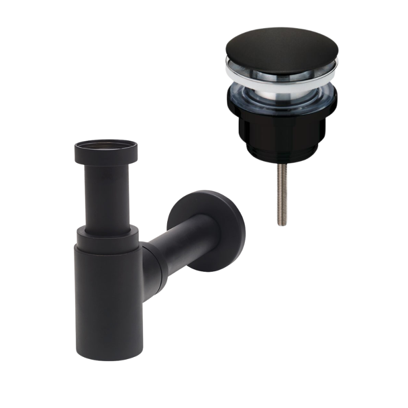 Bonde lavabo universelle vis centrale WIRQUIN Quick clac Noir mat ...