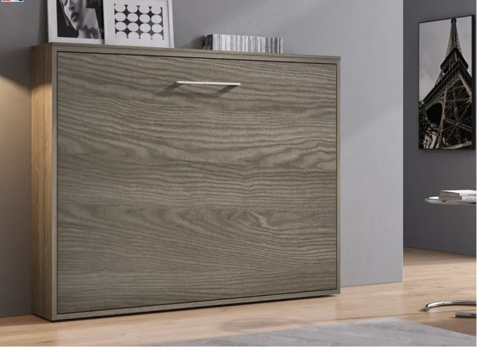 Lit escamotable horizontal 160x200 Klika-Coffrage Frêne 3D-Façade Frêne ...