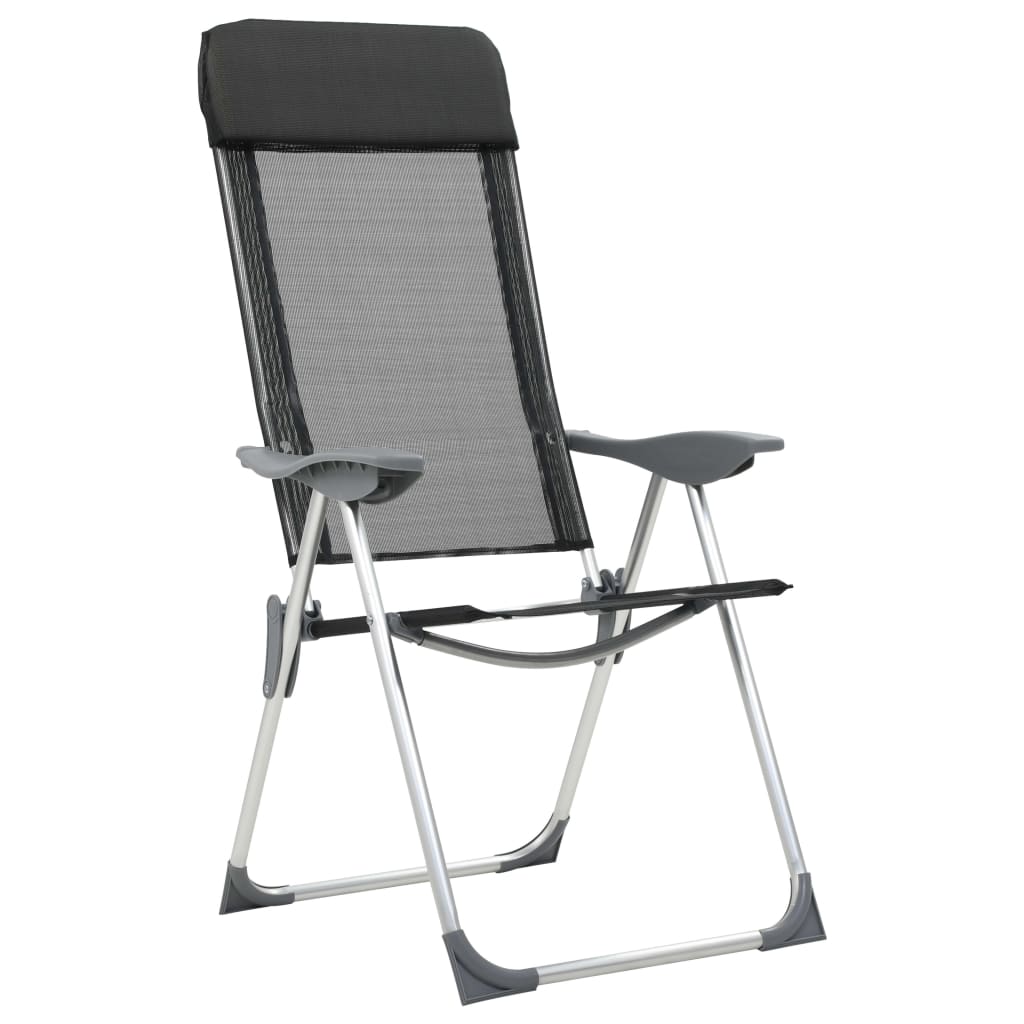 Lot de 2 Chaise de salon | Chaise pliante de camping Noir Aluminium ...