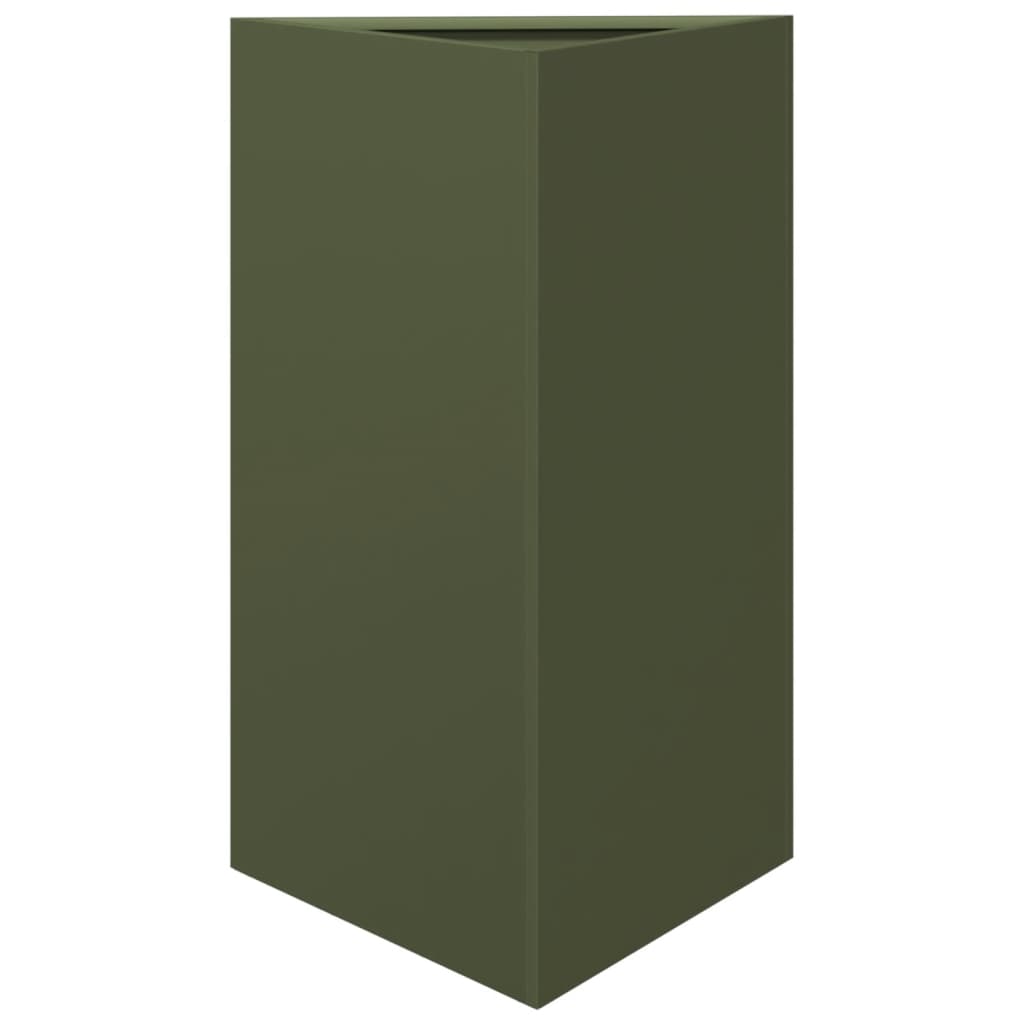 Jardinière | Pot de Fleurs vert olive triangulaire 50x43x75 cm acier ...