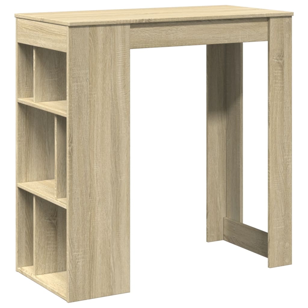 Table de bar | Table de Cuisine | Table Haute avec étagères chêne ...
