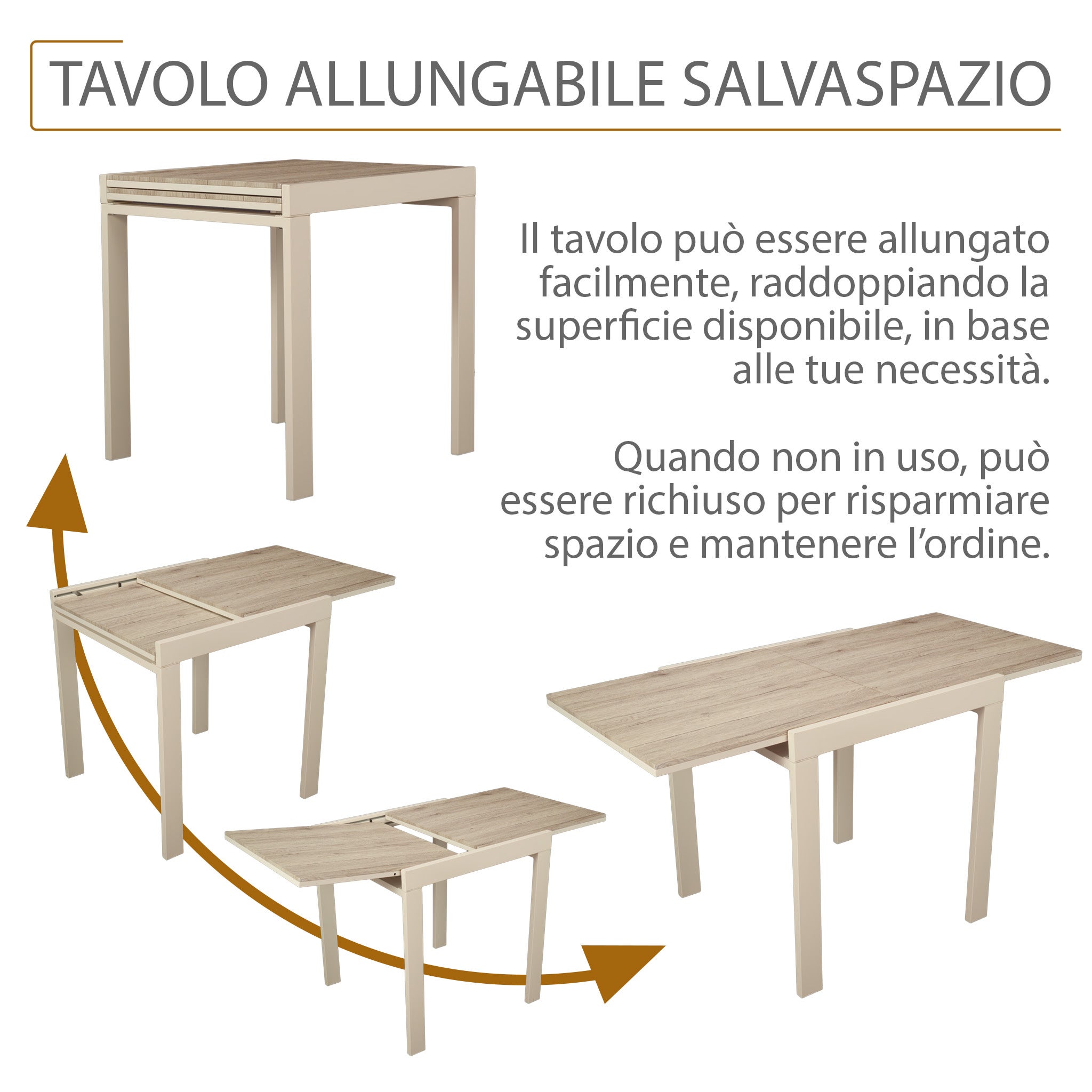 Table Bar Cuisine 70x70 Extensible 70x140 Beige Modèle SANREMO marque ...