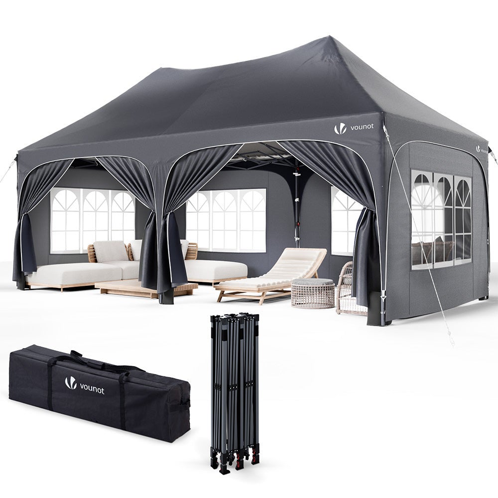 Tonnelle de jardin pliable 3x6m - Barnum réglable en hauteur avec 6 ...