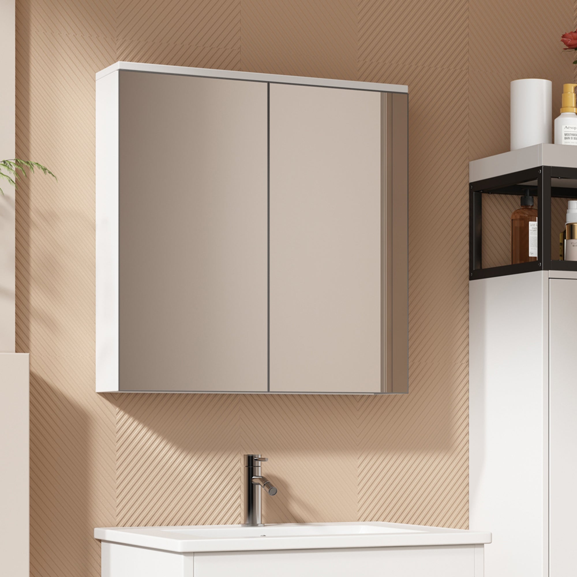 Specchio armadio, armadio da bagno largo 60 cm con ripiani. | Leroy Merlin