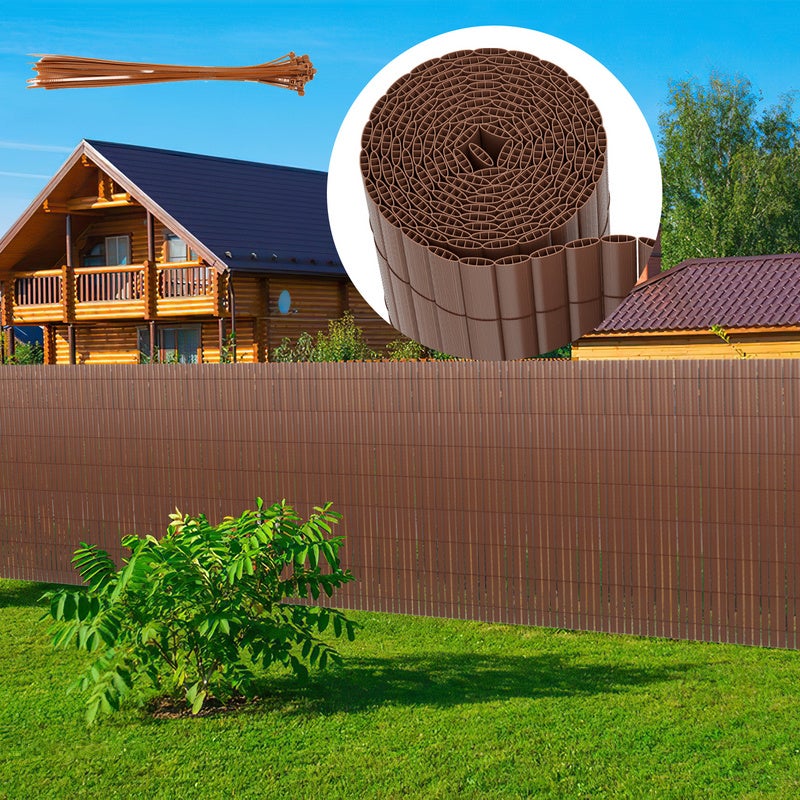 Clôture de jardin en PVC, brise-vue, marron, 180 x 300 cm | Leroy Merlin