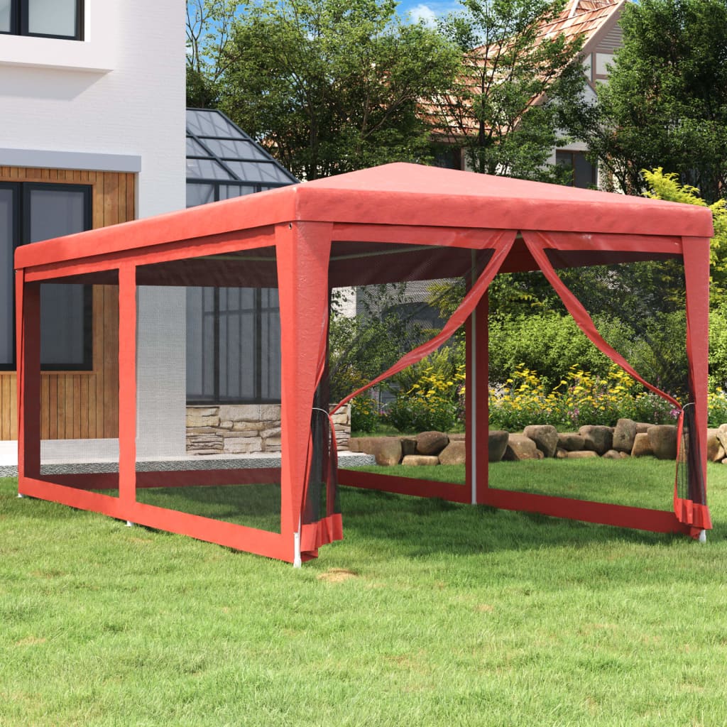 Maison Exclusive - Carpa para fiestas con 6 paredes de malla HDPE rojo 3x6 m | Leroy Merlin
