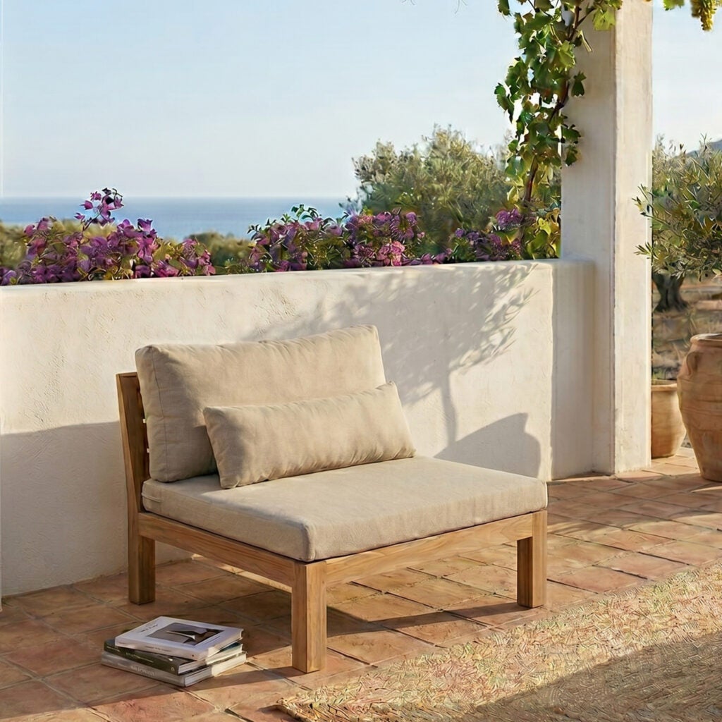 Fauteuil de jardin en teck massif taupe | Leroy Merlin