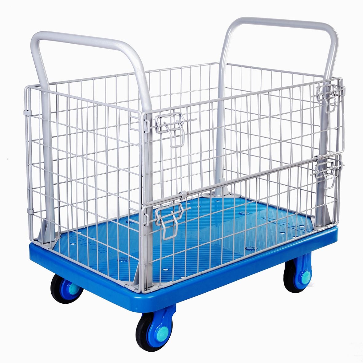 Chariot plateforme 300 kg avec cage, silencieux et très maniable MW ...