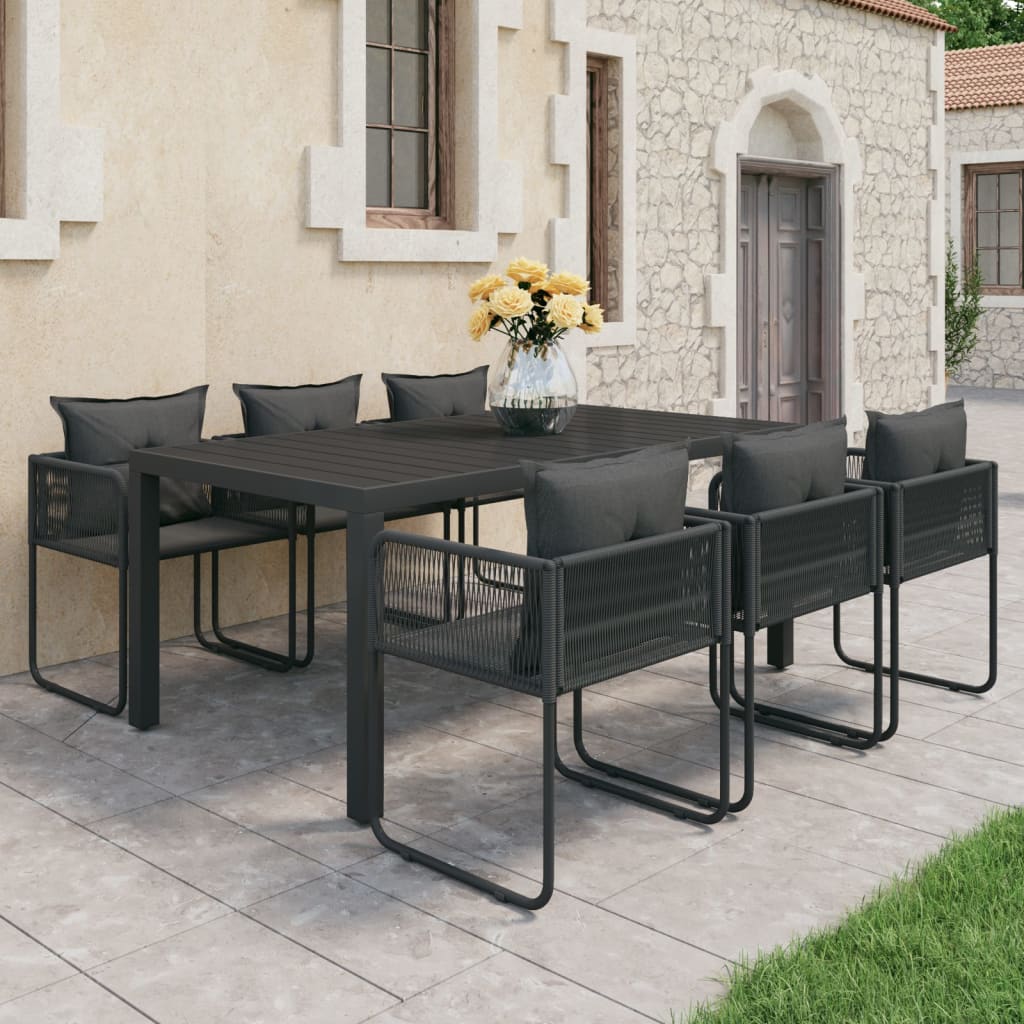 Maison Exclusive - Set de comedor de jardín de 7 piezas PVC ratán negro ...
