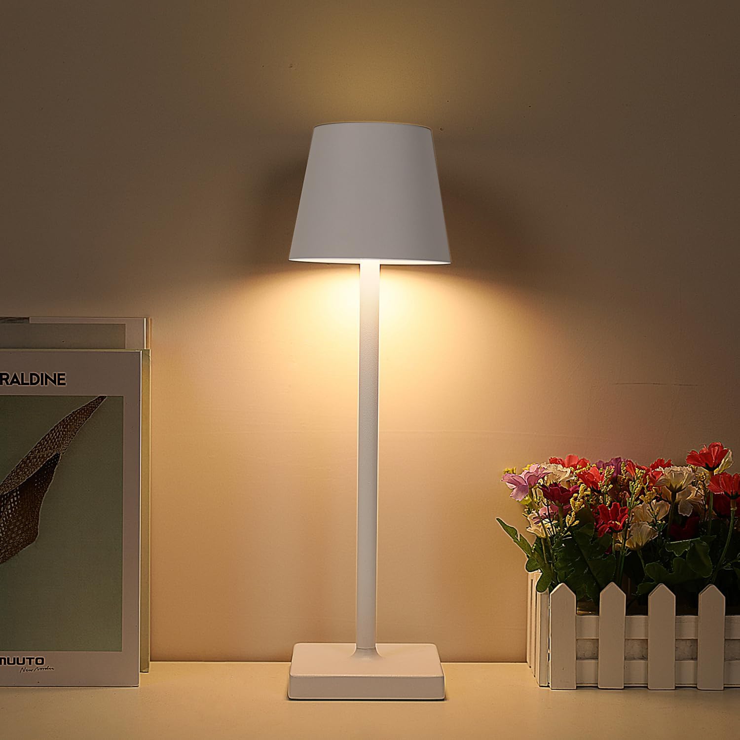 GLAMARIS Lampe de table moderne simple en fer blanc 38*10*10cm tactile ...