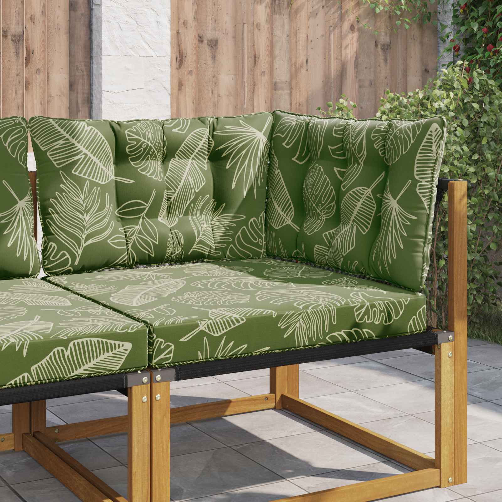 Coussin de canapé d'extérieur 3 pcs Modèle feuille Polyester | Leroy Merlin