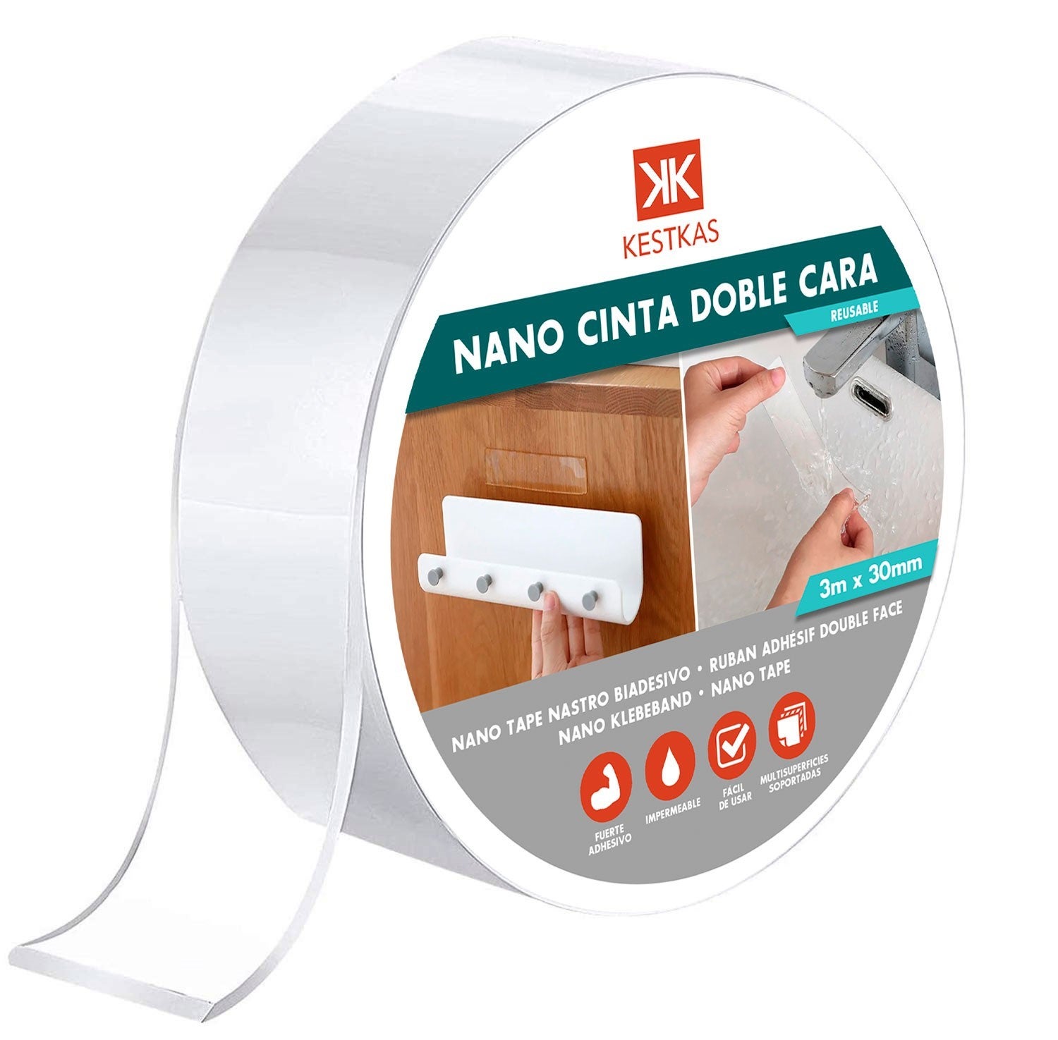 Cinta Doble Cara Extrafuerte 30mm x 3m KESTKAS - Cinta Adhesiva Doble ...