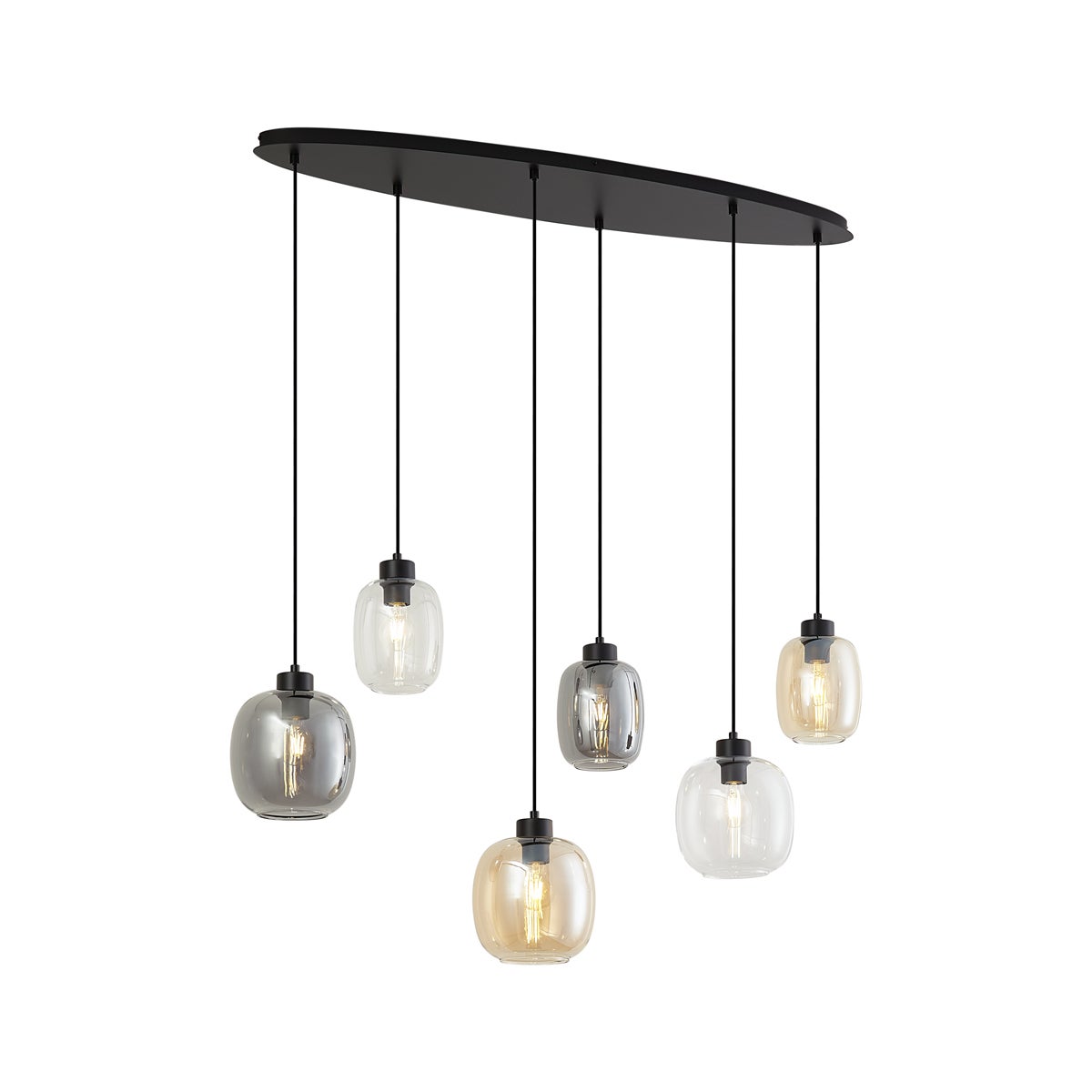 Suspension elena - 6 lumière - L 117 cm - Noir - Art Deco - Éclairage ...