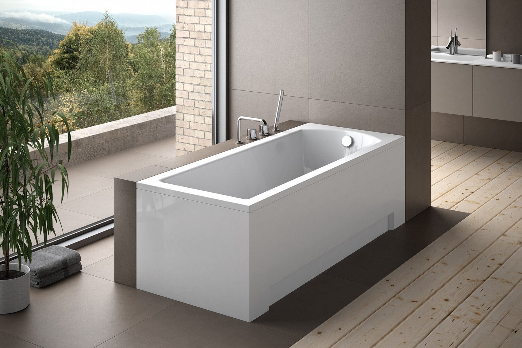 Baignoire rectangulaire 180x80 SHEA acrylique blanc + avec Tablier ...