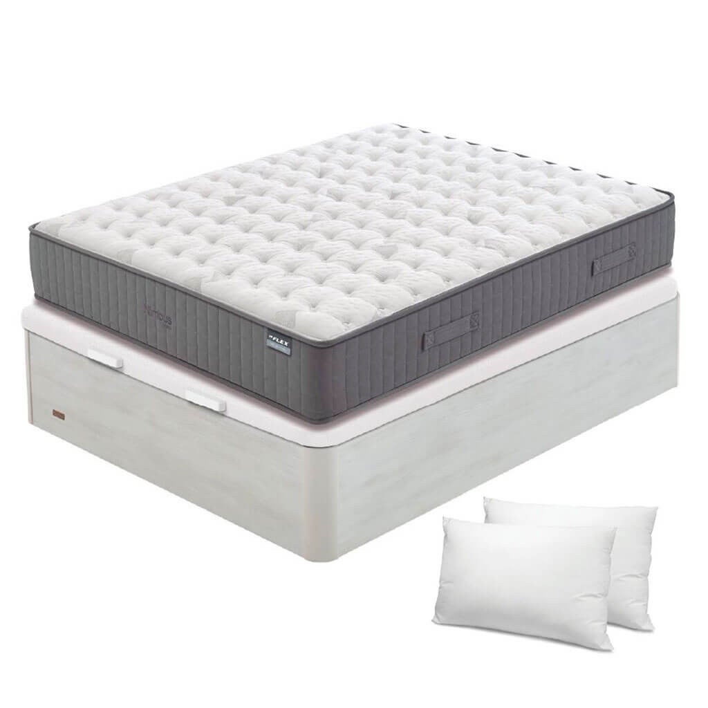 Pack Flex Nimbus + Madera 25 BLANCO + Almohada - 180x200 - Blanco ...