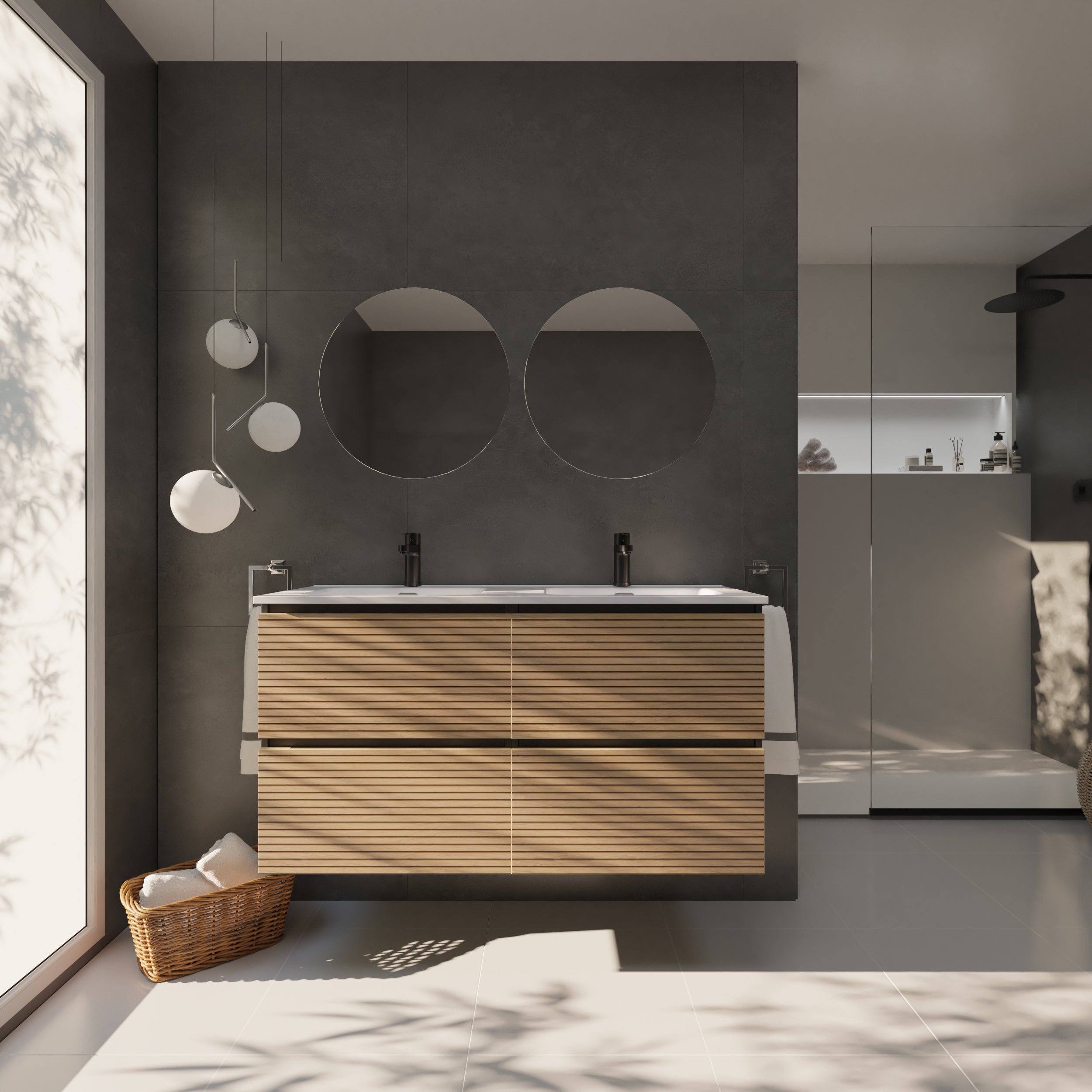 YINU SALLE DE BAIN | 120 CM NOIR - SOLOMON | QUATRE TIROIRS | LAVABO ...