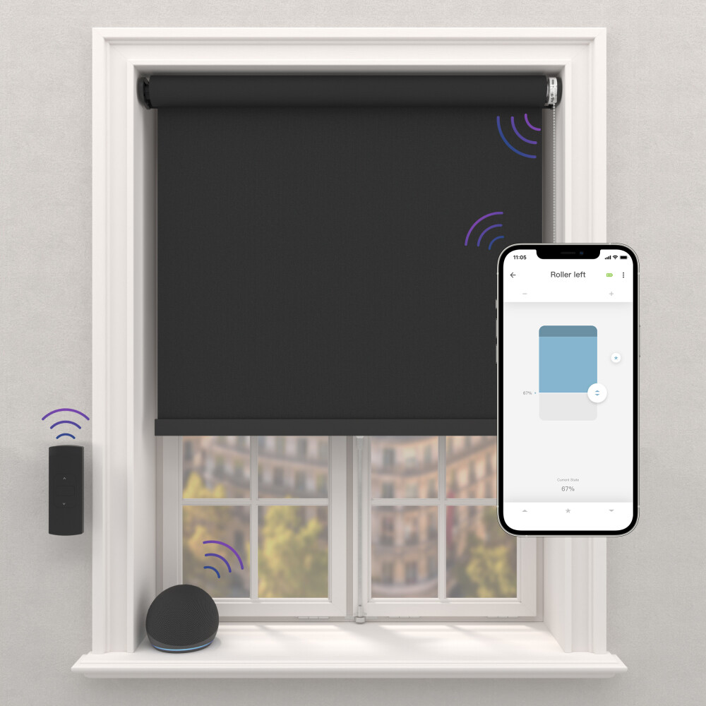 Store enrouleur motorisé occultant - Noir - l.100 x h.190 cm | Leroy Merlin