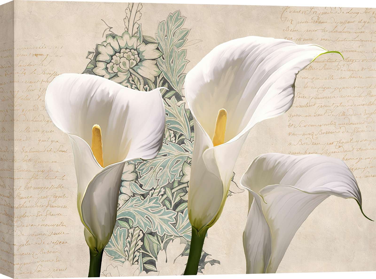 Peinture de fleurs - impression sur toile - Elena Dolci, Trois lys ...