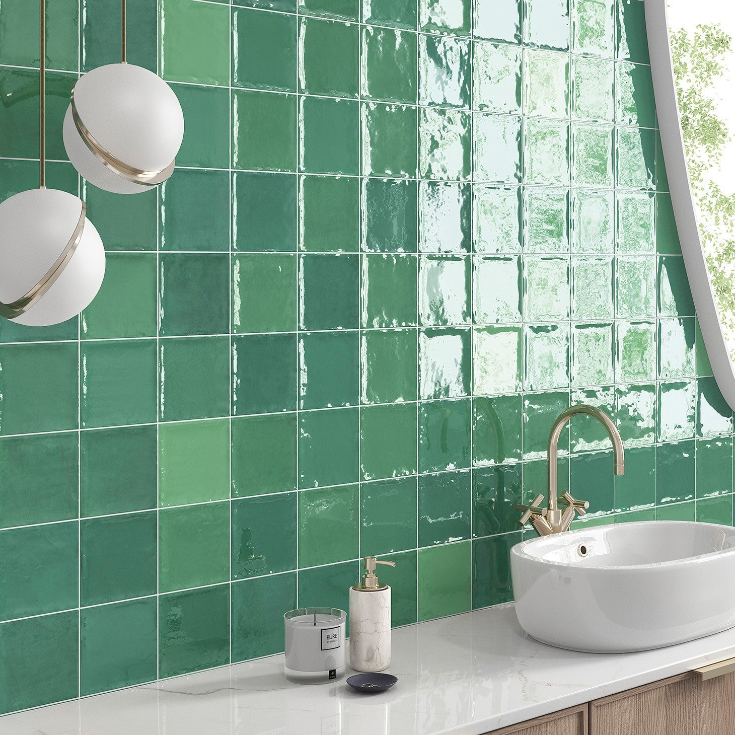 Azulejo interior y exterior. Porcelánico Premium Serie Zellige Green ...