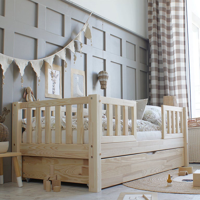 Lit 90x190 barrières sommier et tiroir inclus Agnès Bois | Leroy Merlin