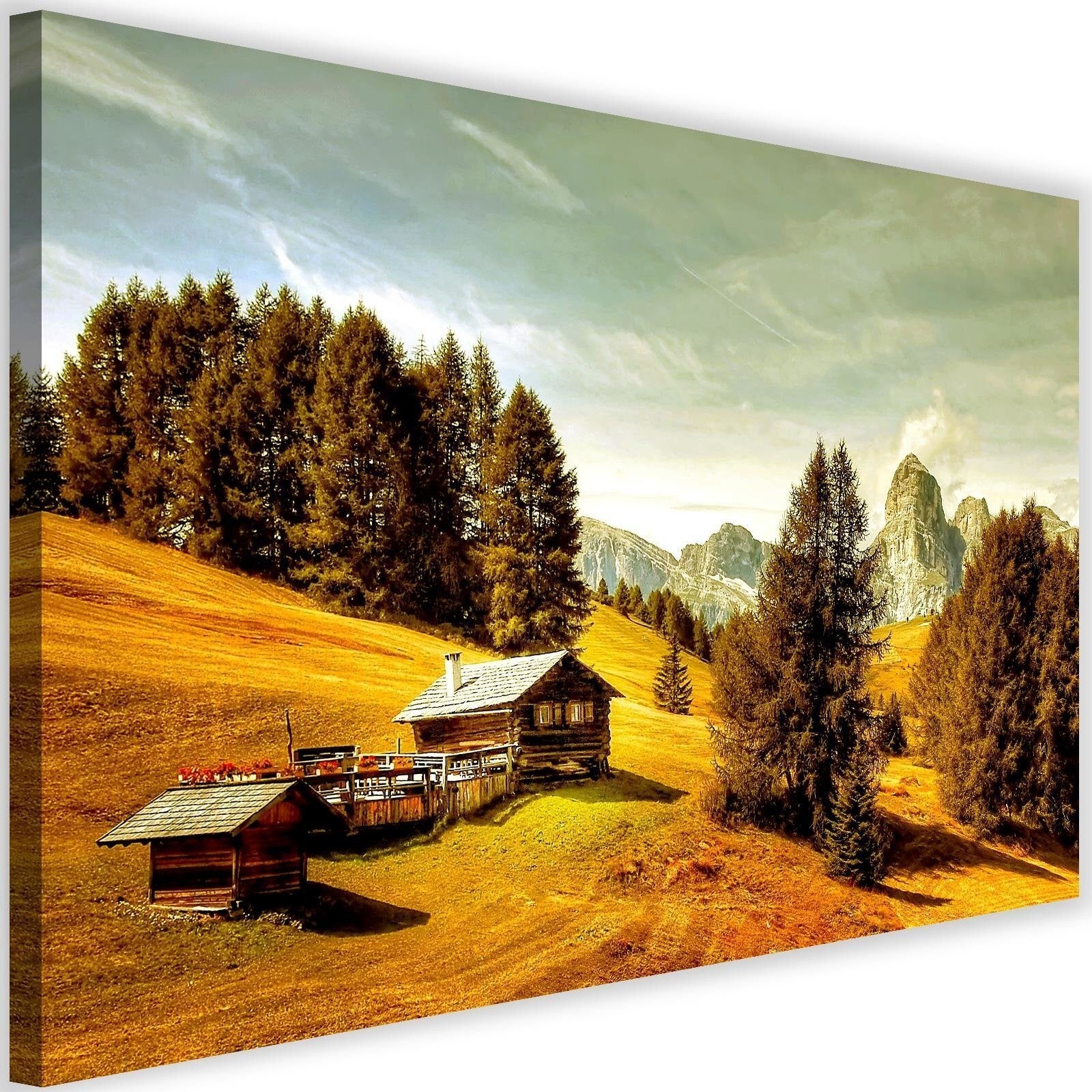 Tableau maison dans les montagnes - 90 x 60 cm | Leroy Merlin
