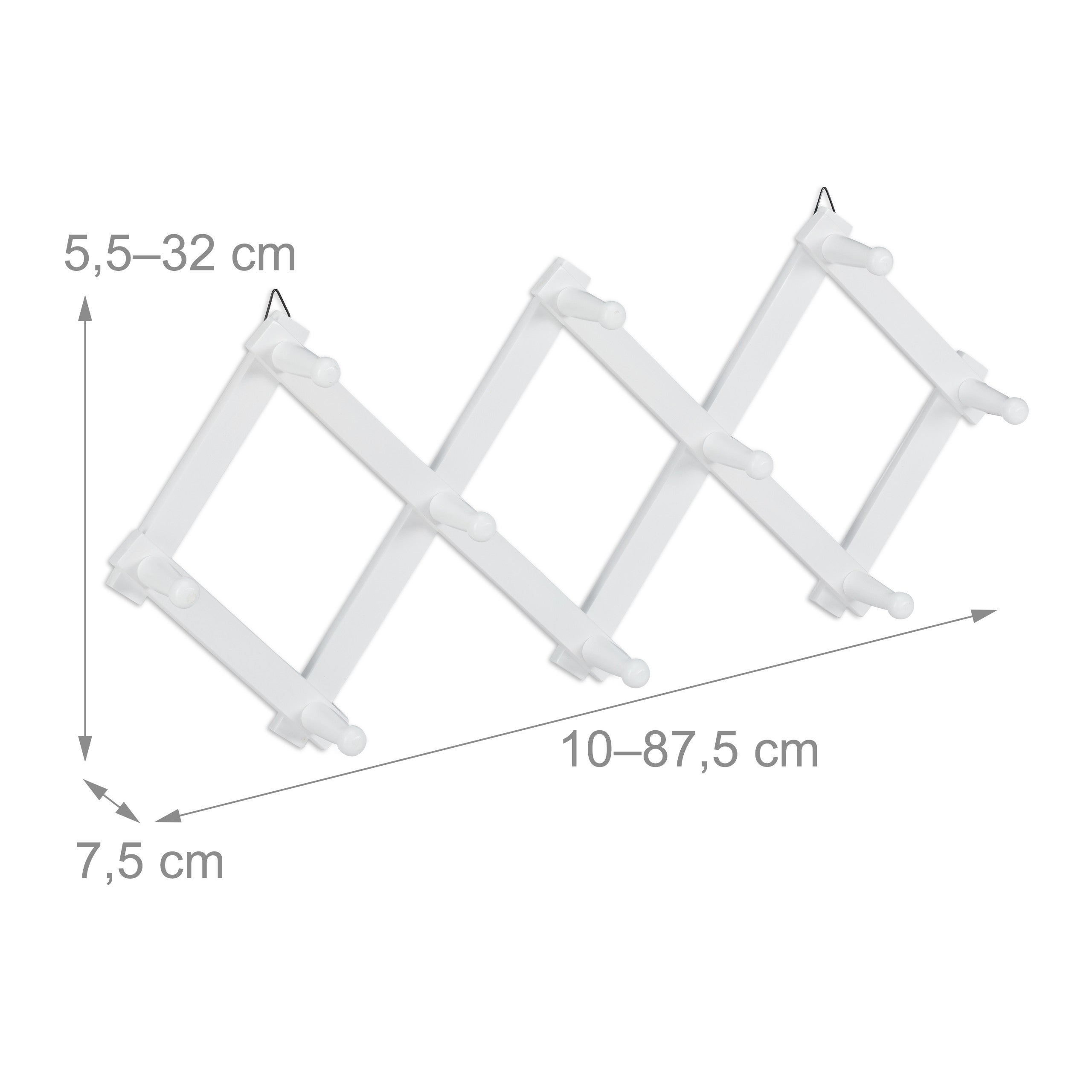 3 x perchero de pared, barra de perchero, 10 ganchos para ropa ...