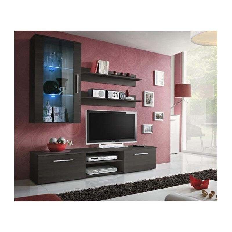 Meuble TV GALINO E design, coloris wengé. Meuble moderne et tendance ...