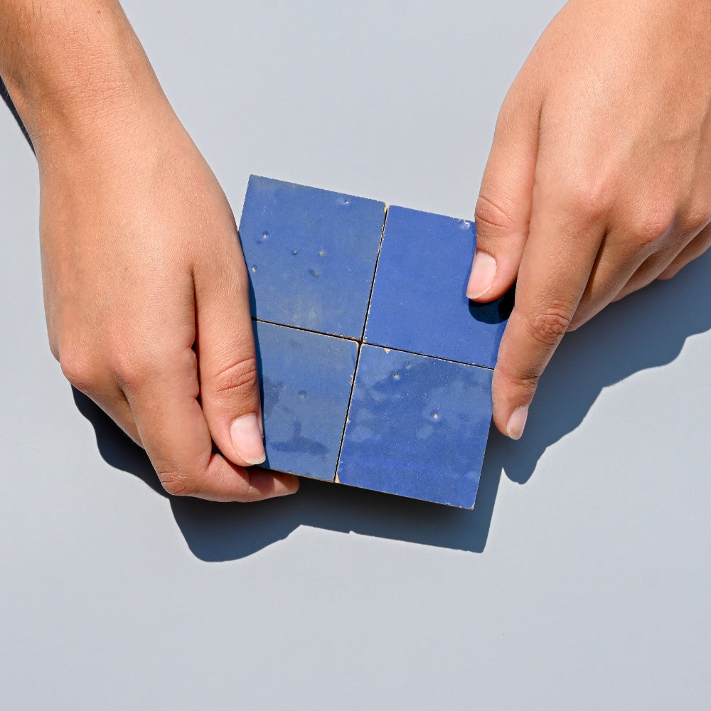 Echantillon Zellige Marocain - Terre De Zellige - 10x10 cm - Bleu ...