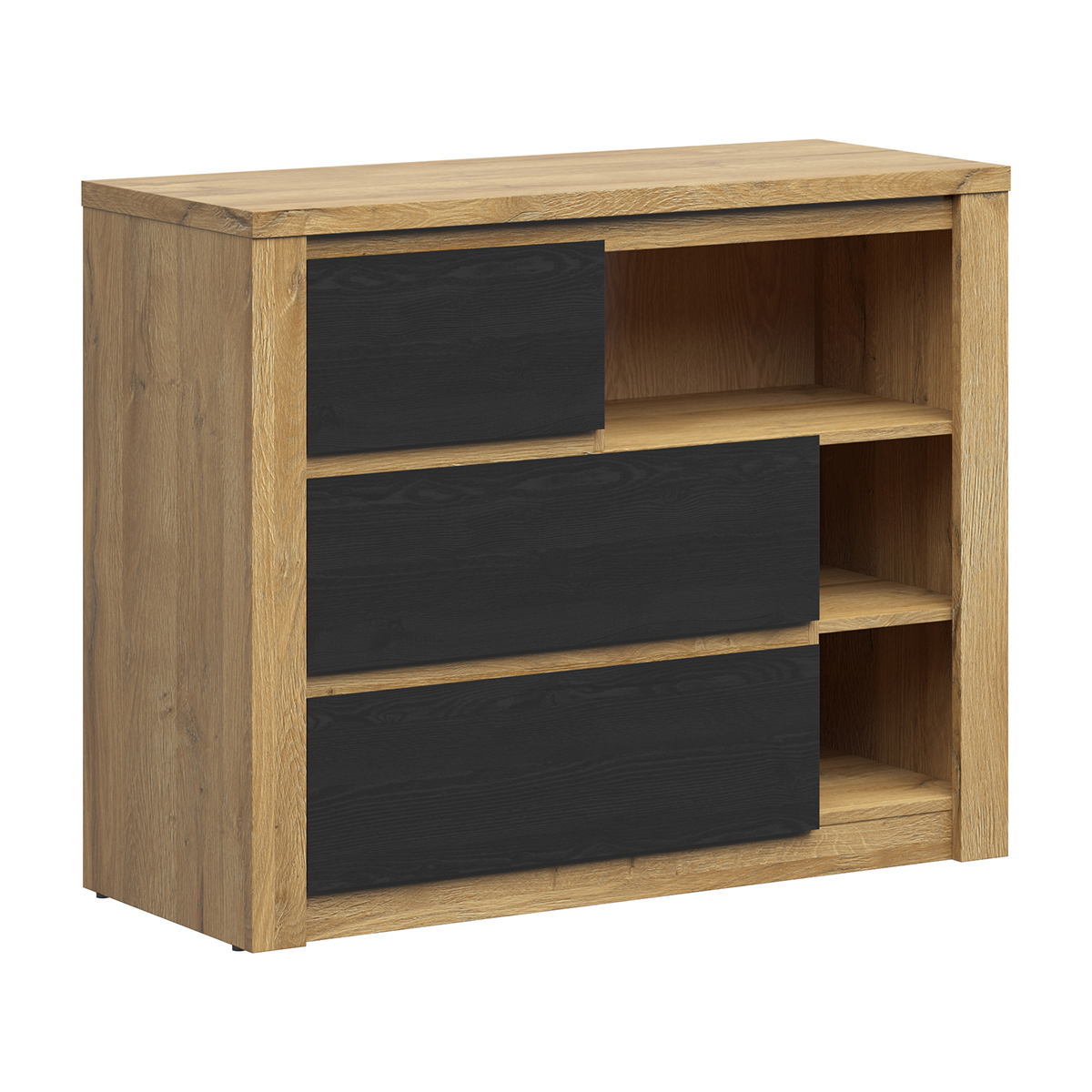 Commode 3 tiroirs Ada Bois et Noir | Leroy Merlin