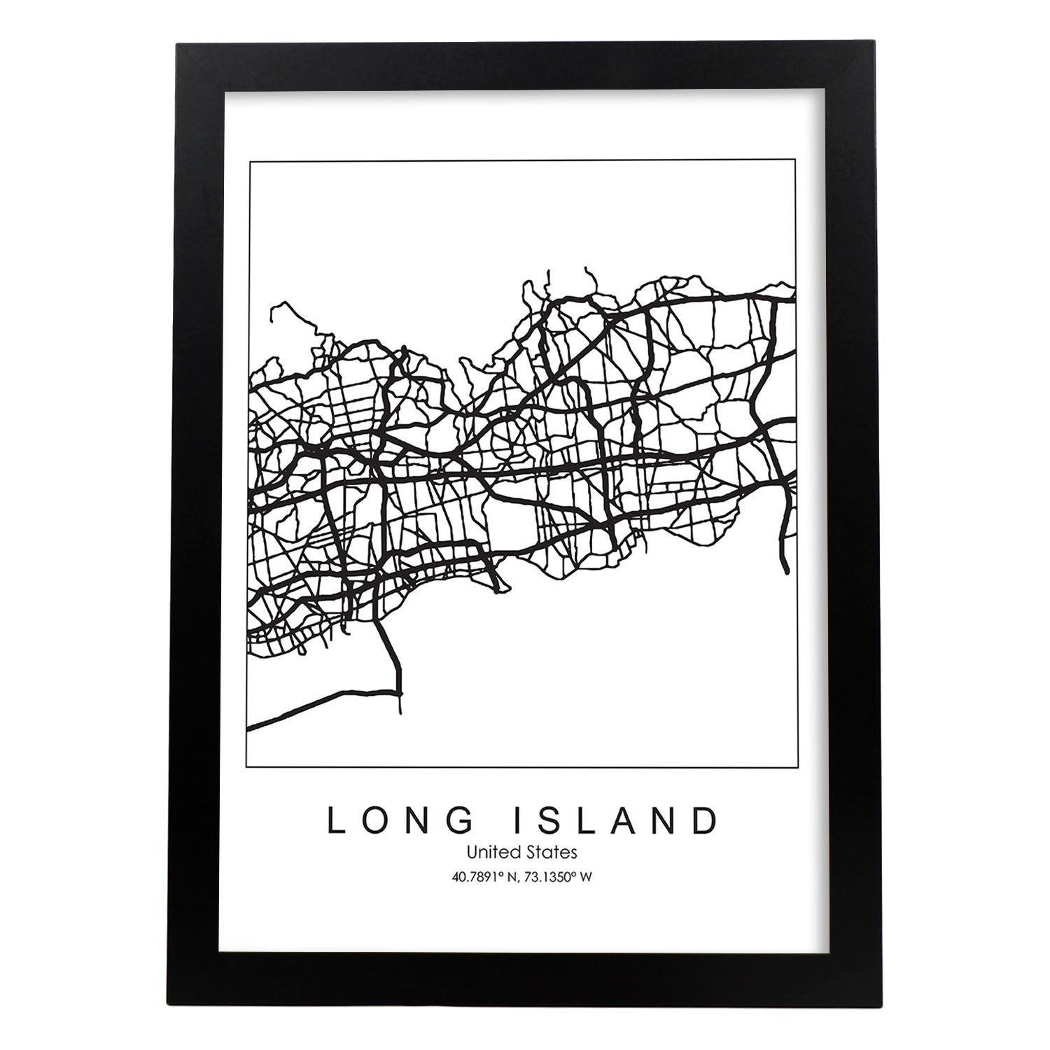 Poster Con Mapa De Long Island. Lámina De Estados Unidos, Con Imágenes ...
