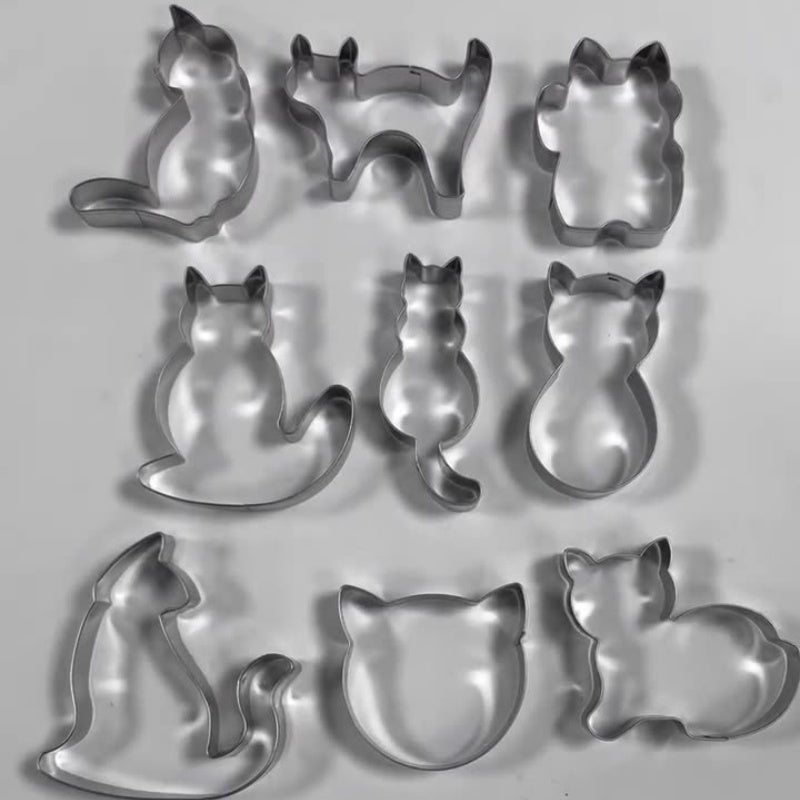 DIY Cat Cookie Mold Set, 9 Pieces, Stainless Steel, Animal Cookie Molds ...
